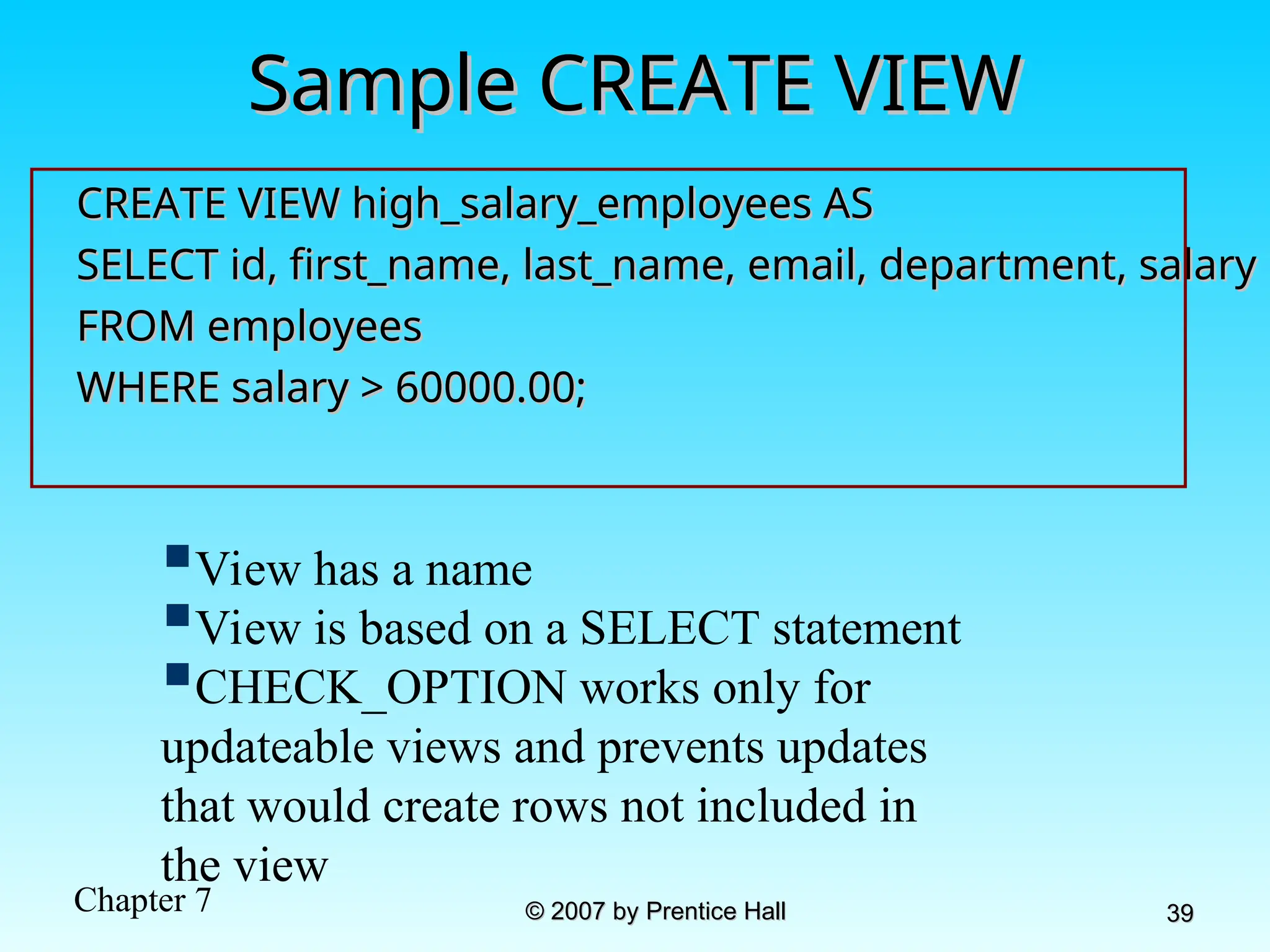 Intoduction to SQL Chapter 7 Lessons.ppt