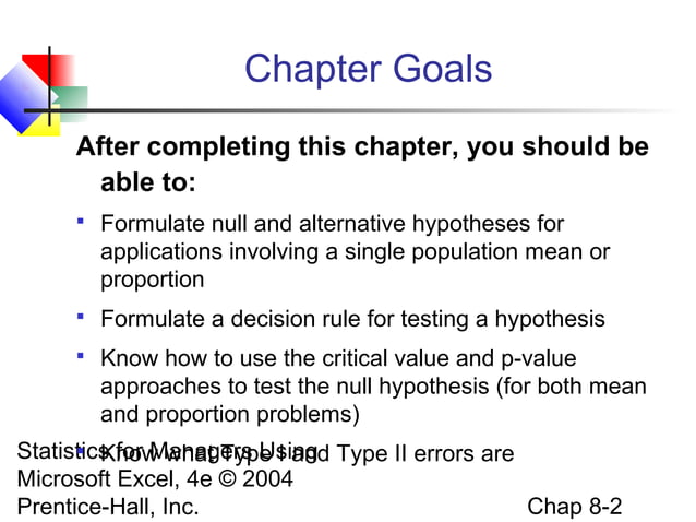 Chap08 fundamentals of hypothesis | PPT