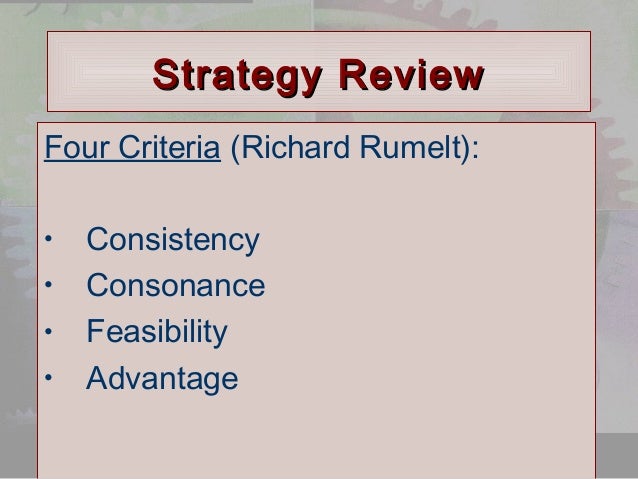Strategy Review, Evaluation, and Control