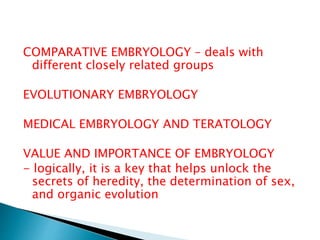 Nature and Scope of Embryology | PPTX