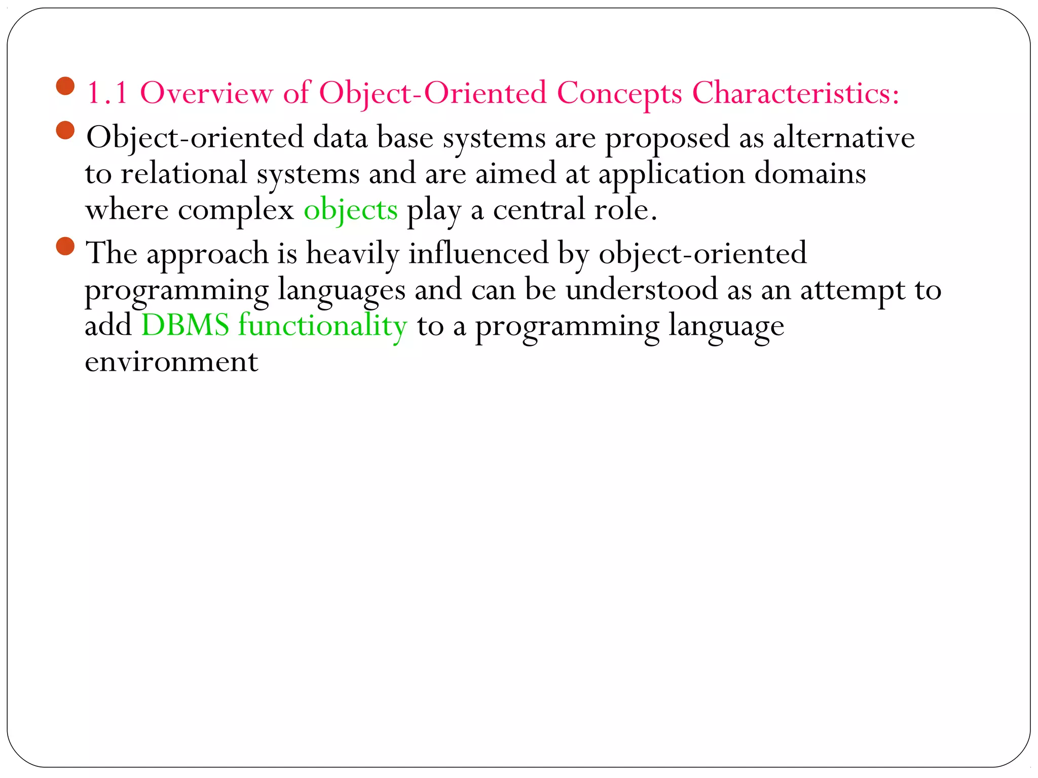 Overview Of Object Oriented Concepts Characteristics By Vikas Jagtap Ppt