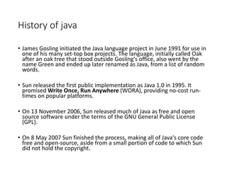 Introduction to Core Java feature and its characteristics | PPT | Free ...