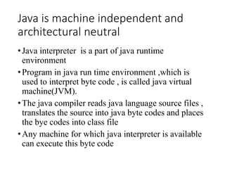 Introduction to Core Java feature and its characteristics | PPT