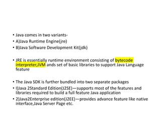 Introduction to Core Java feature and its characteristics | PPT | Free Download