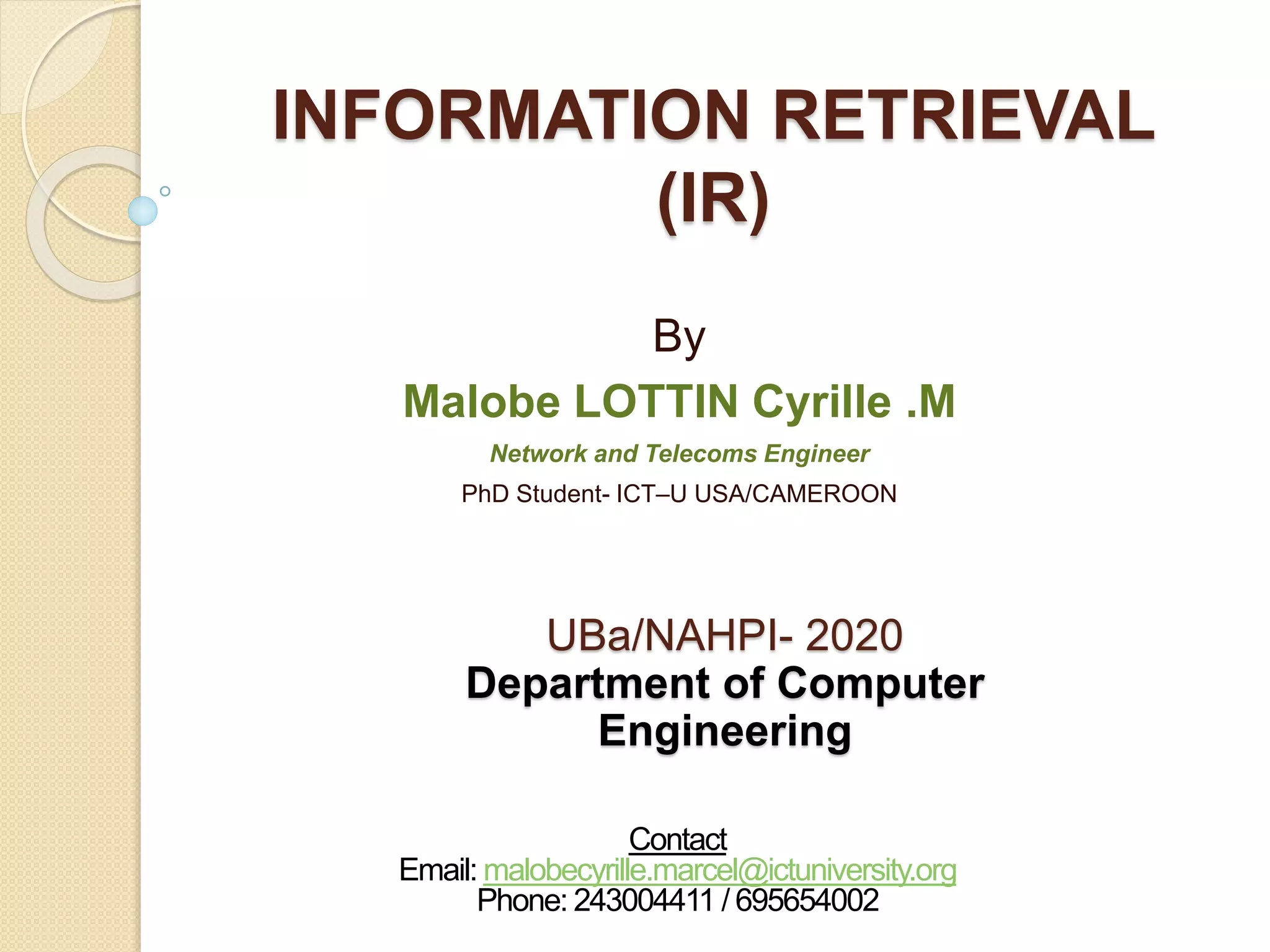 Chap 1 general introduction of information retrieval | PPT