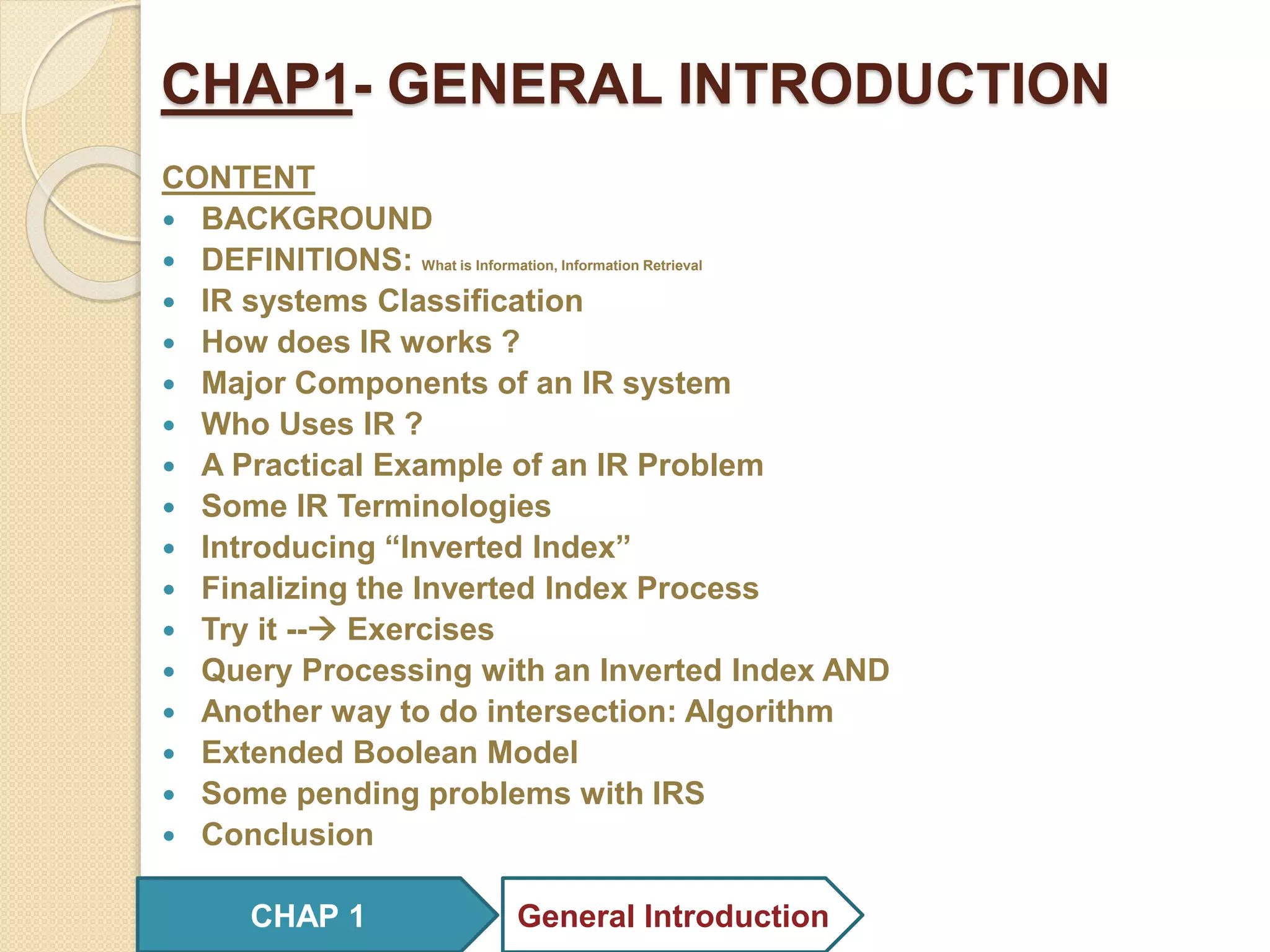 Chap 1 general introduction of information retrieval | PPT