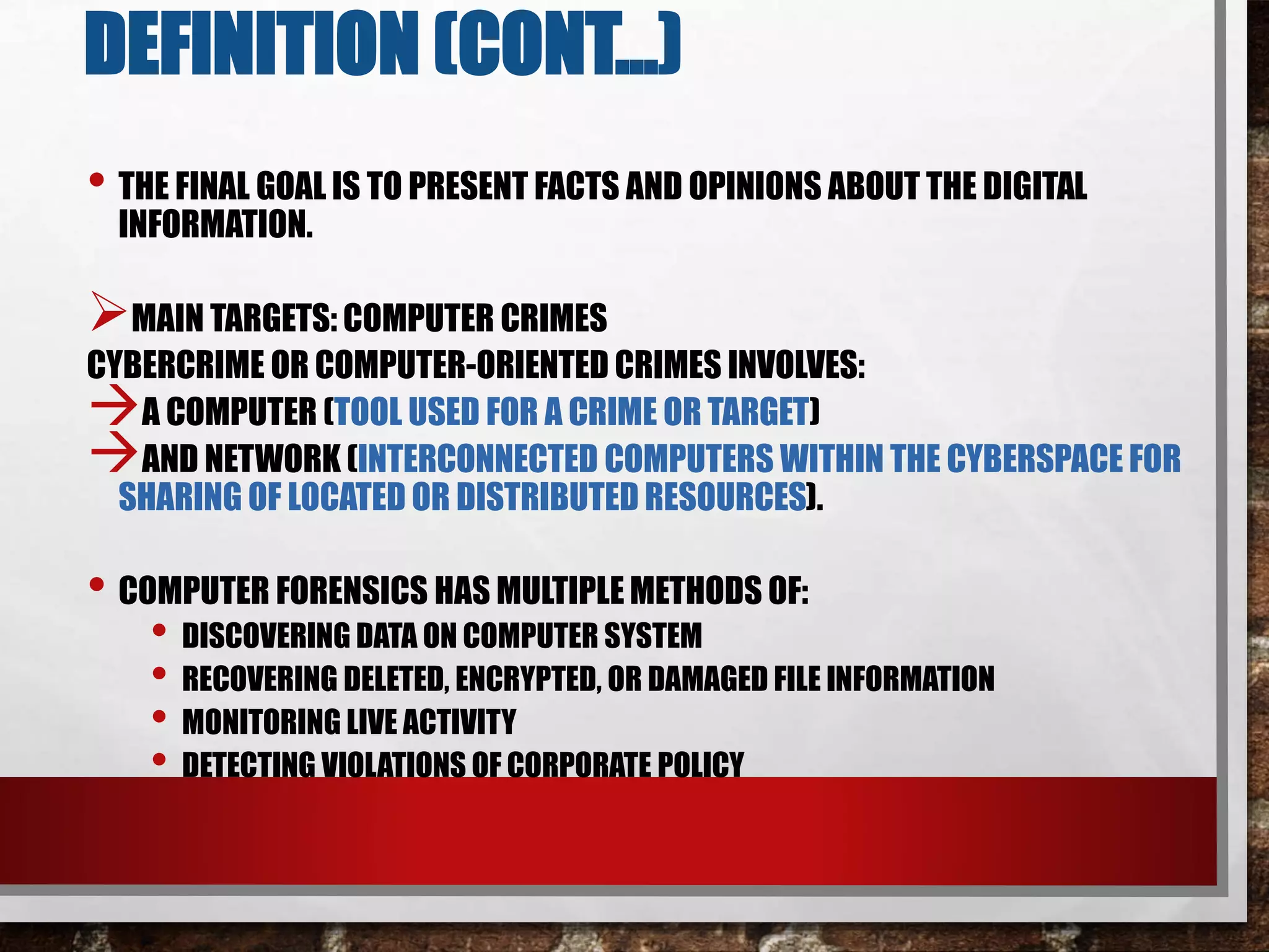 Chap 1 general introduction to computer forensics | PPT | Computing | Technology & Computing