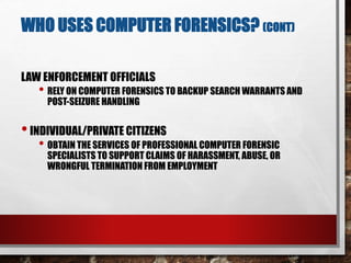 Chap 1 general introduction to computer forensics | PPT | Computing | Technology & Computing