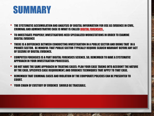 Chap 1 general introduction to computer forensics | PPT | Computing | Technology & Computing