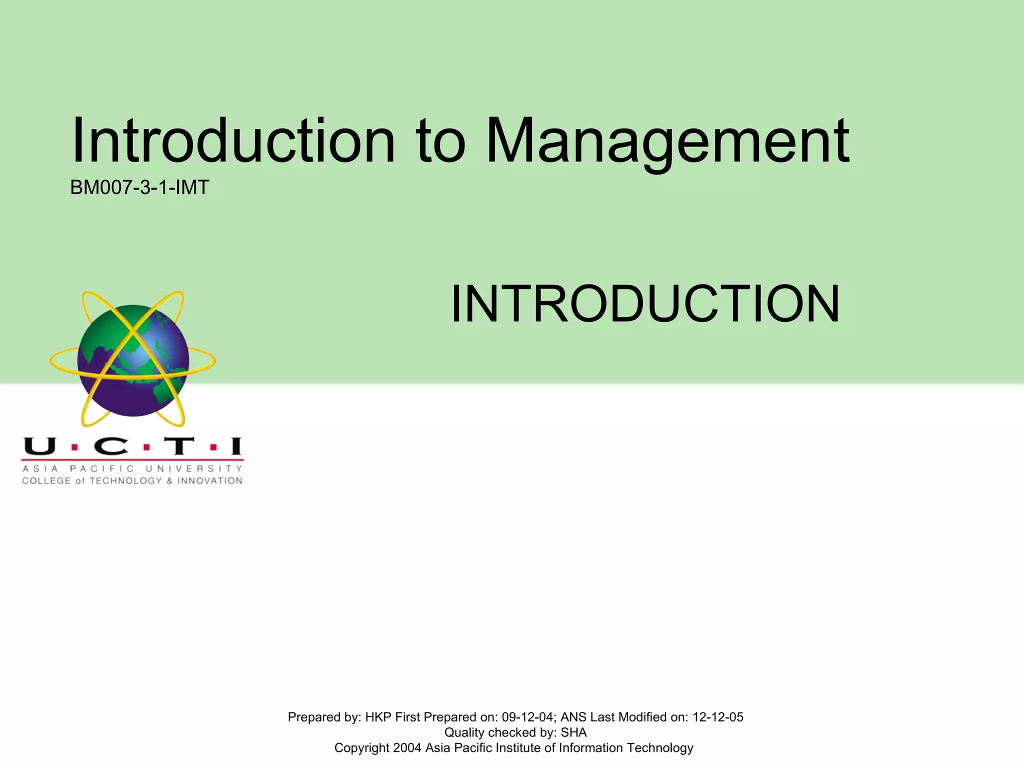 Chap1 Management Introduction | PPT | Business Administration | Business
