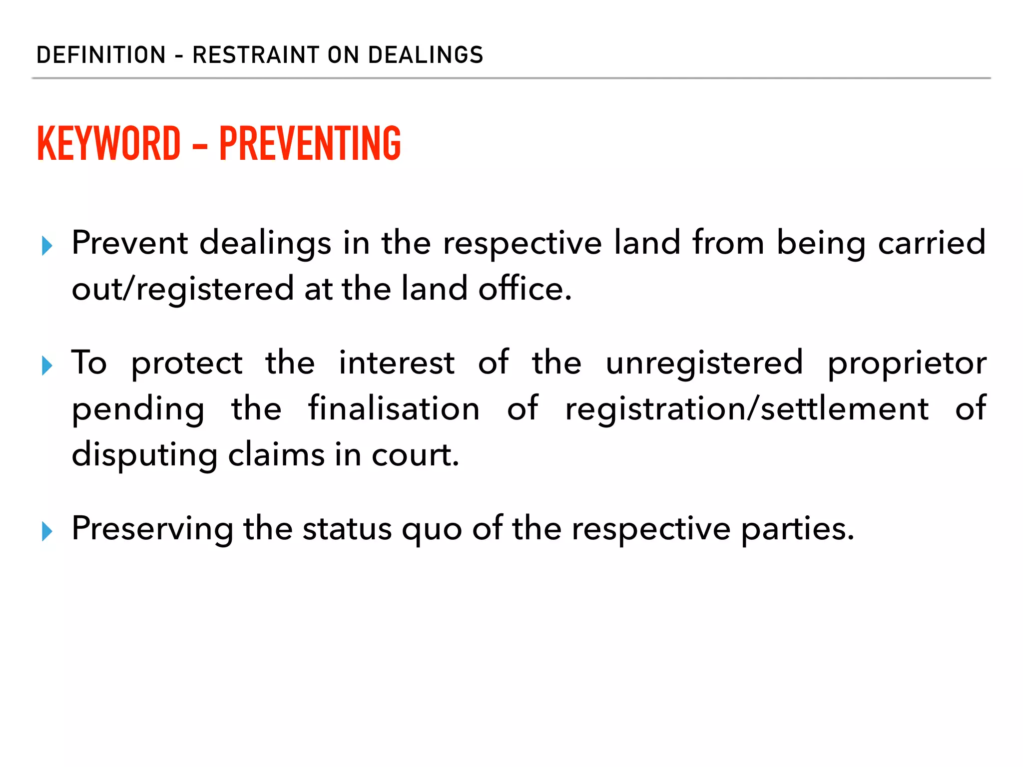 Restrain on Dealings | PDF