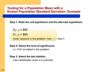 chapter- 10 One-Sample Tests of Hypothesis | PPT