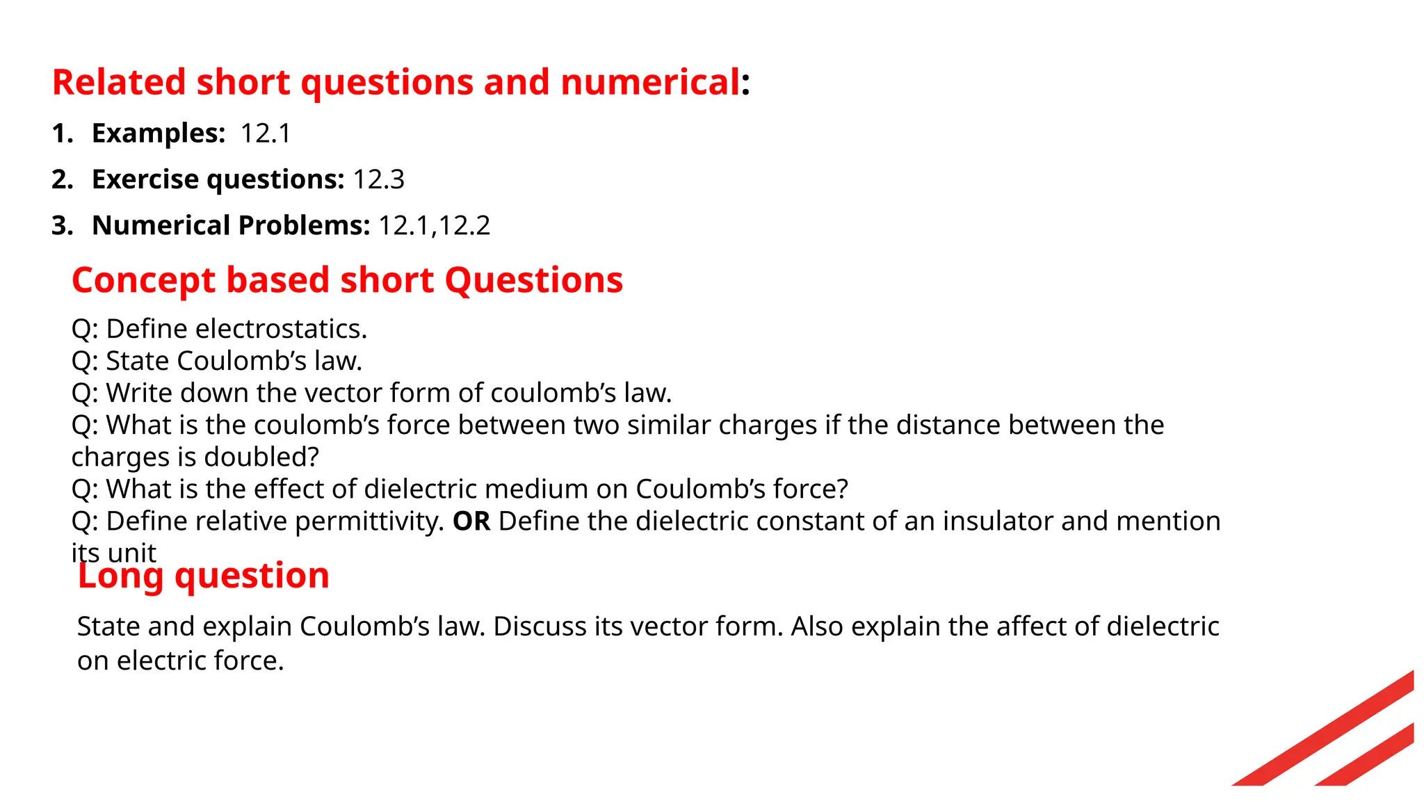 Chap 12 (1st Half) .ppt. Electrostatics physics | PPTX
