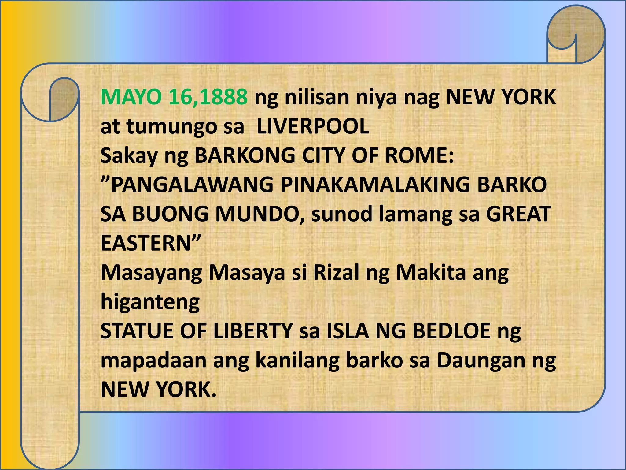 Kabanata XIII Si Rizal sa Estados Unidos | PPTX