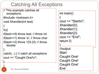 exception handling in cpp | PPTX