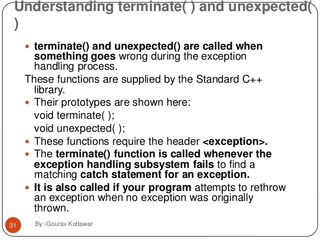 exception handling in cpp
