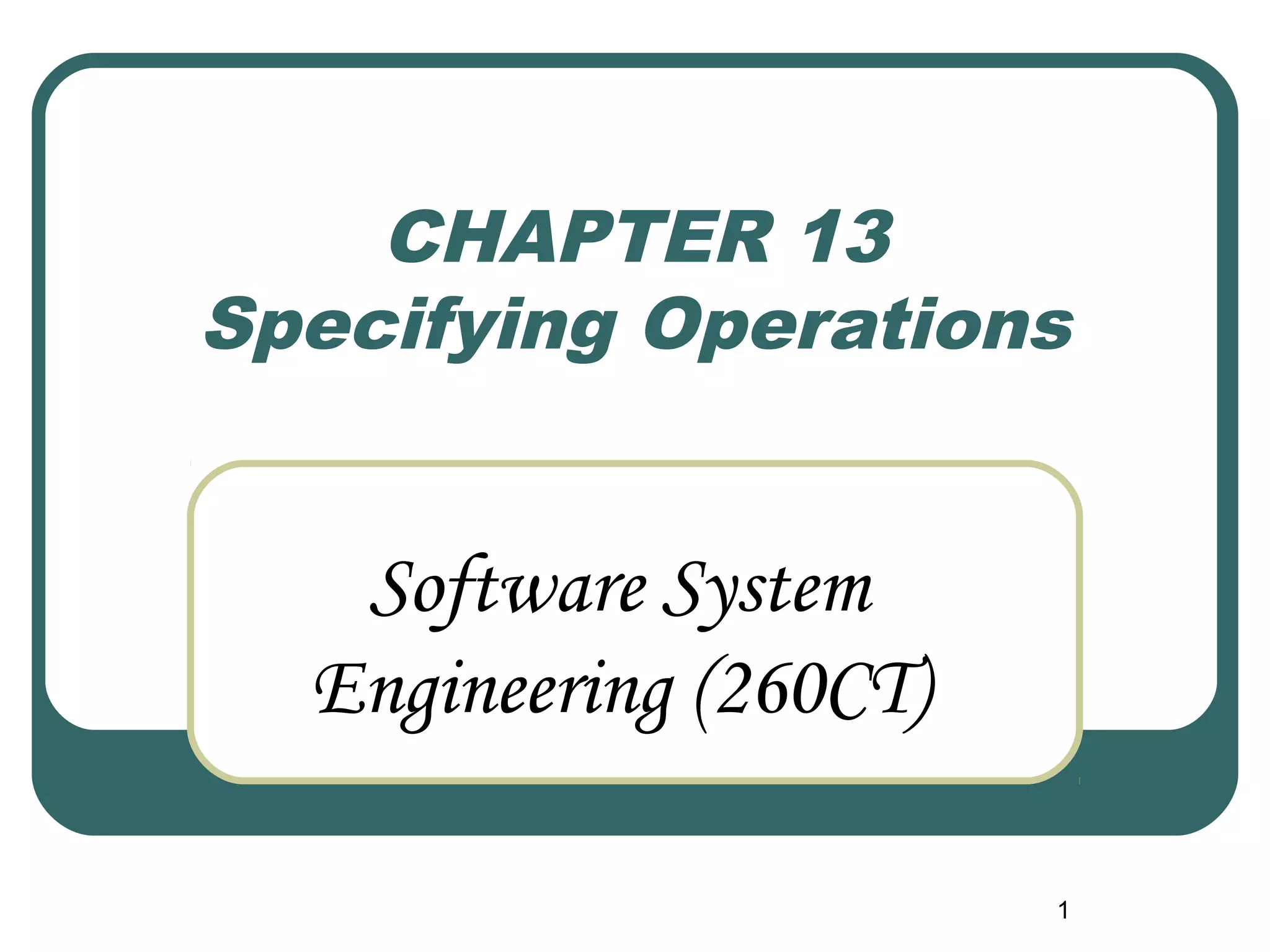 Software System Engineering - Chapter 13 | PPT