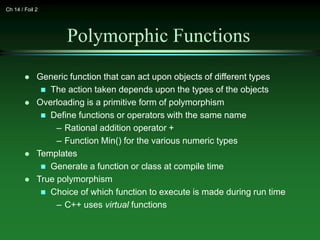Templates and Polymorphism in C++ Programming | PPT