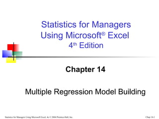 Chap14 multiple regression model building | PPT