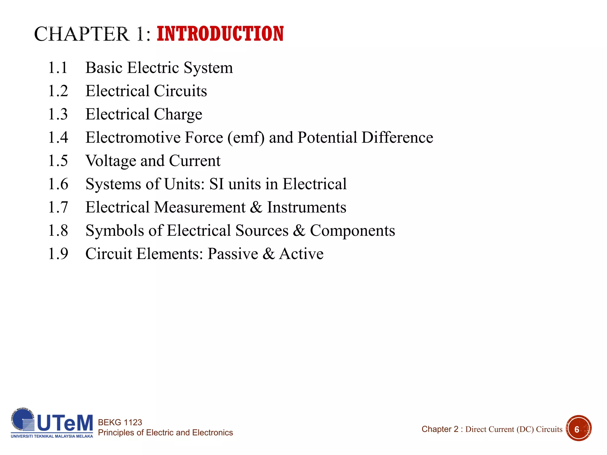 Chapter 1: Introduction to Principles of Electric and Electronics | PDF