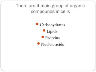 Chap 1 chemical_composition_of_the_cell | PPT | Chemistry | Science