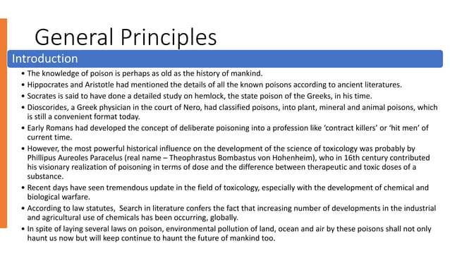 Chap 1 General principles involved in the management of poisoning | PPTX