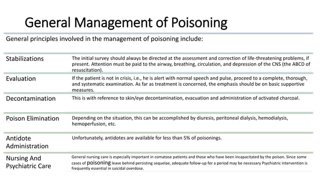Chap 1 General principles involved in the management of poisoning | PPTX