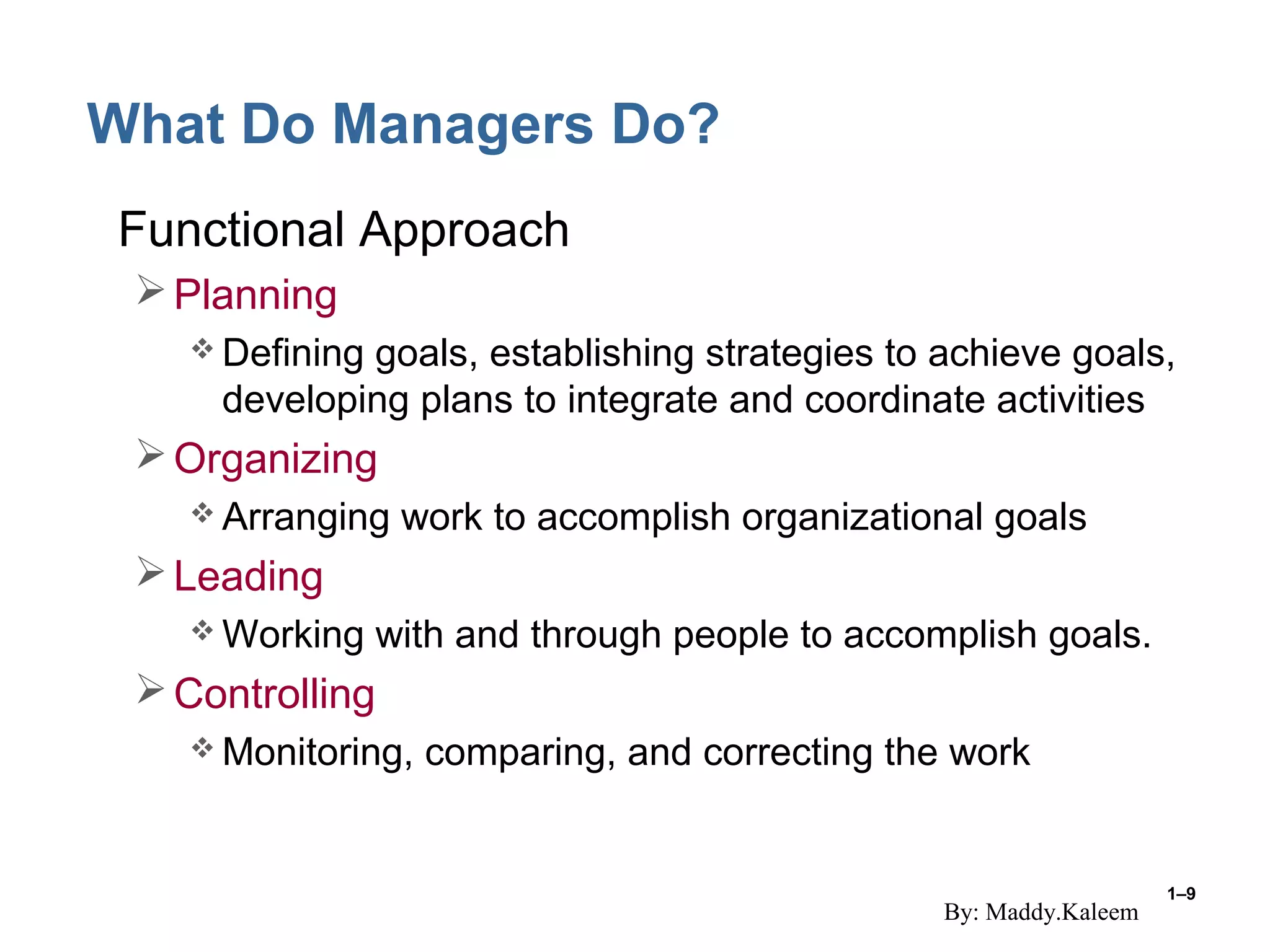 Introduction to Management and Organizations Management | PPT