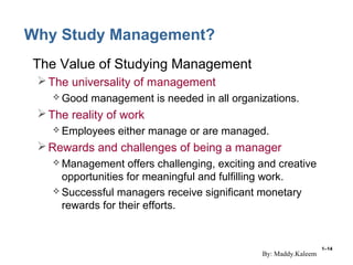 Introduction to Management and Organizations Management | PPT