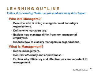Introduction to Management and Organizations Management | PPT