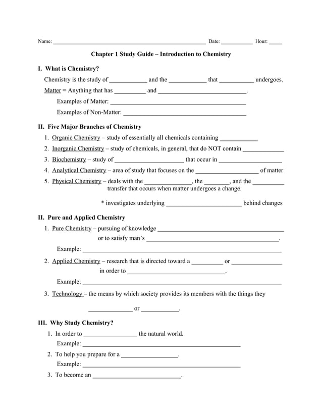 Chapter 1 Notes - Student Handout | PDF