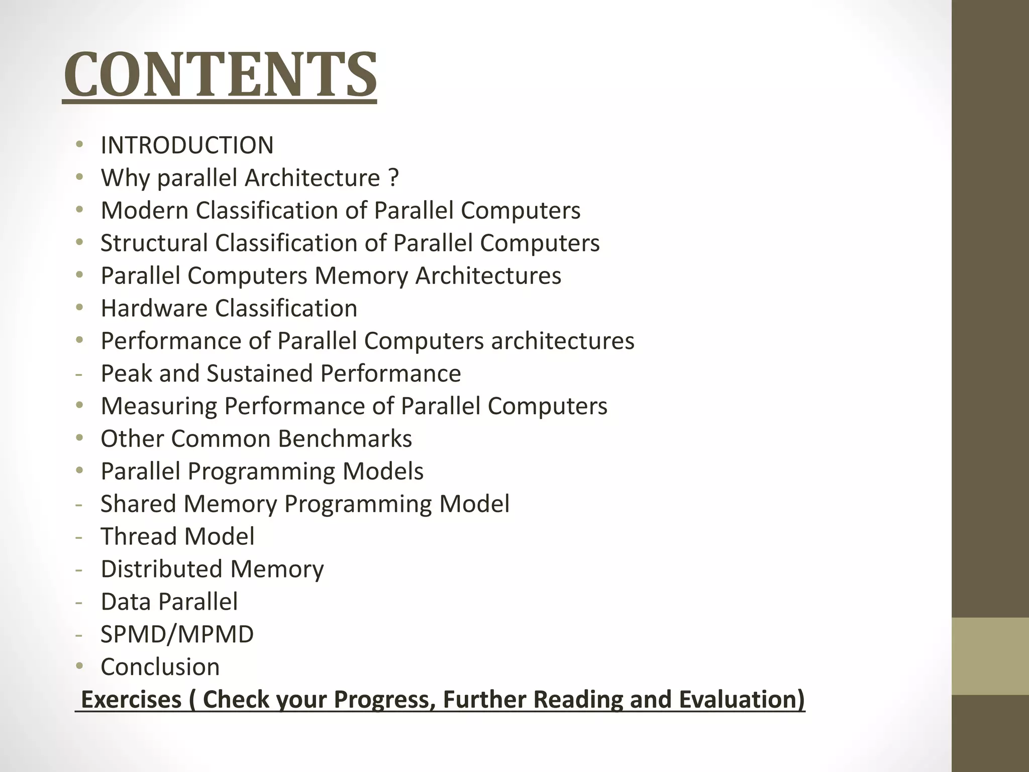 Chap 2 classification of parralel architecture and introduction to ...
