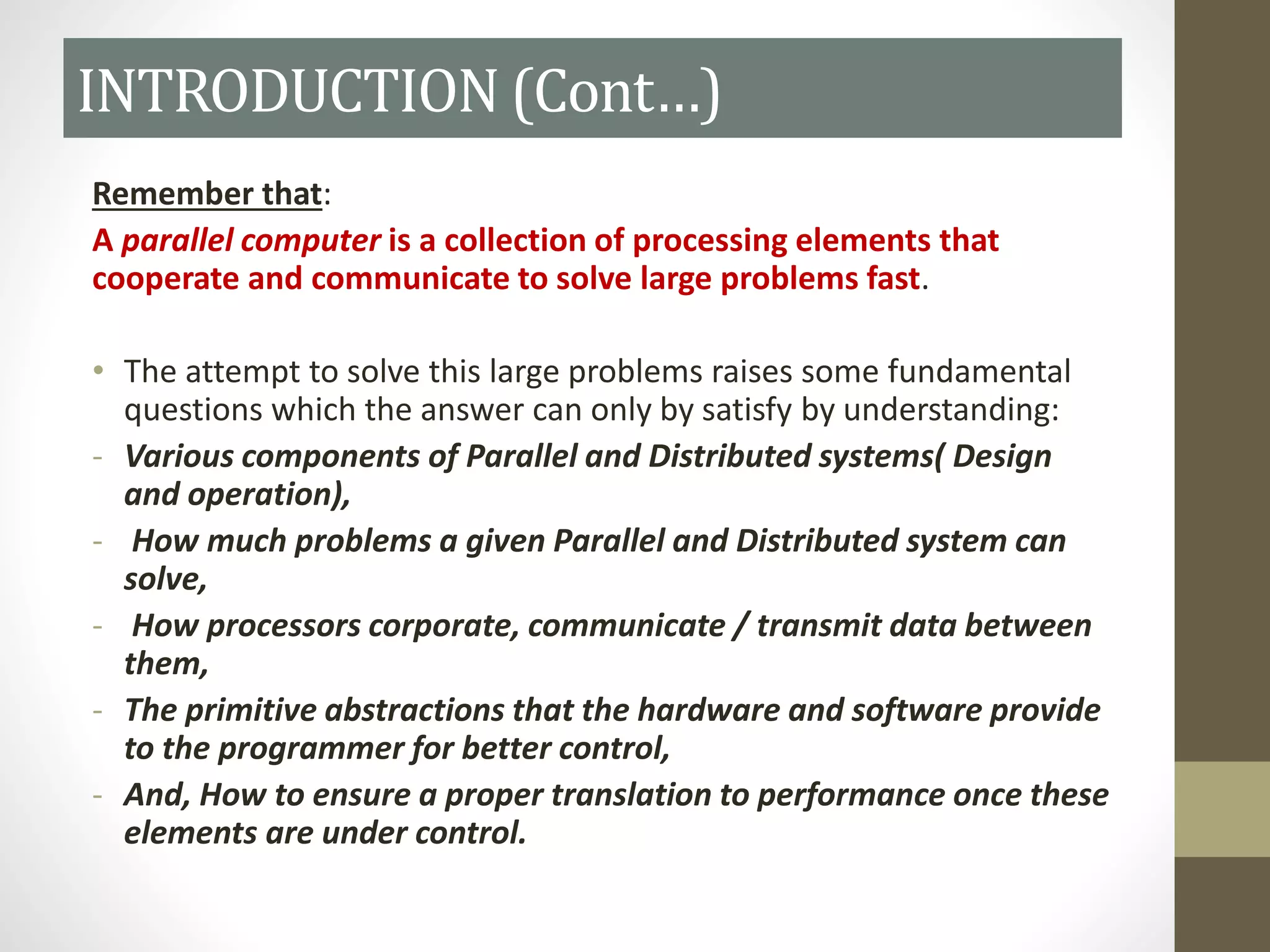 Chap 2 classification of parralel architecture and introduction to ...