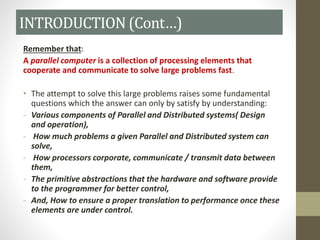 Chap 2 classification of parralel architecture and introduction to ...