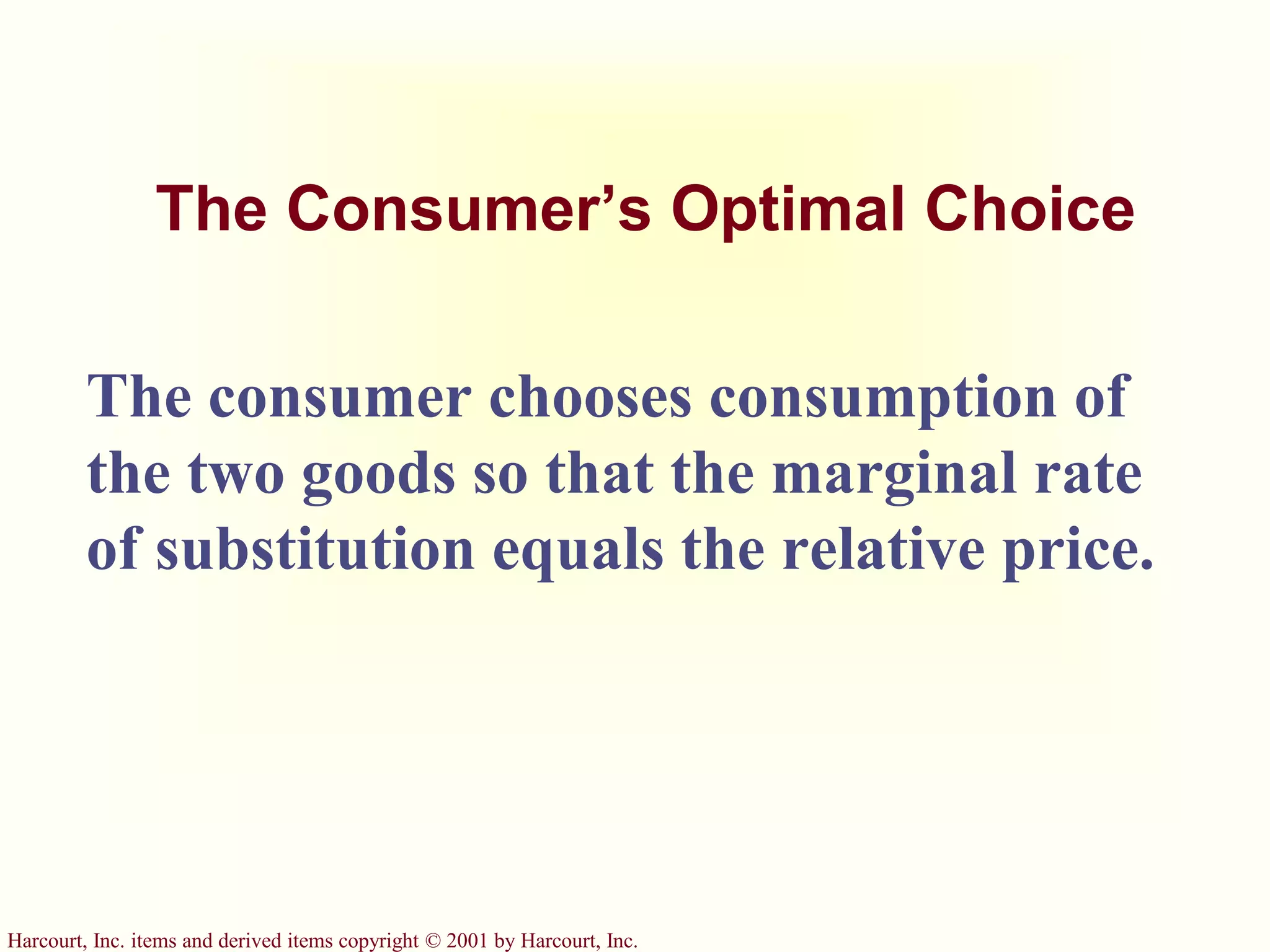 The Theory of Consumer Choice | PPT