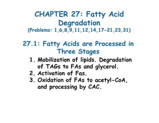Fatty acid degradation | PPT