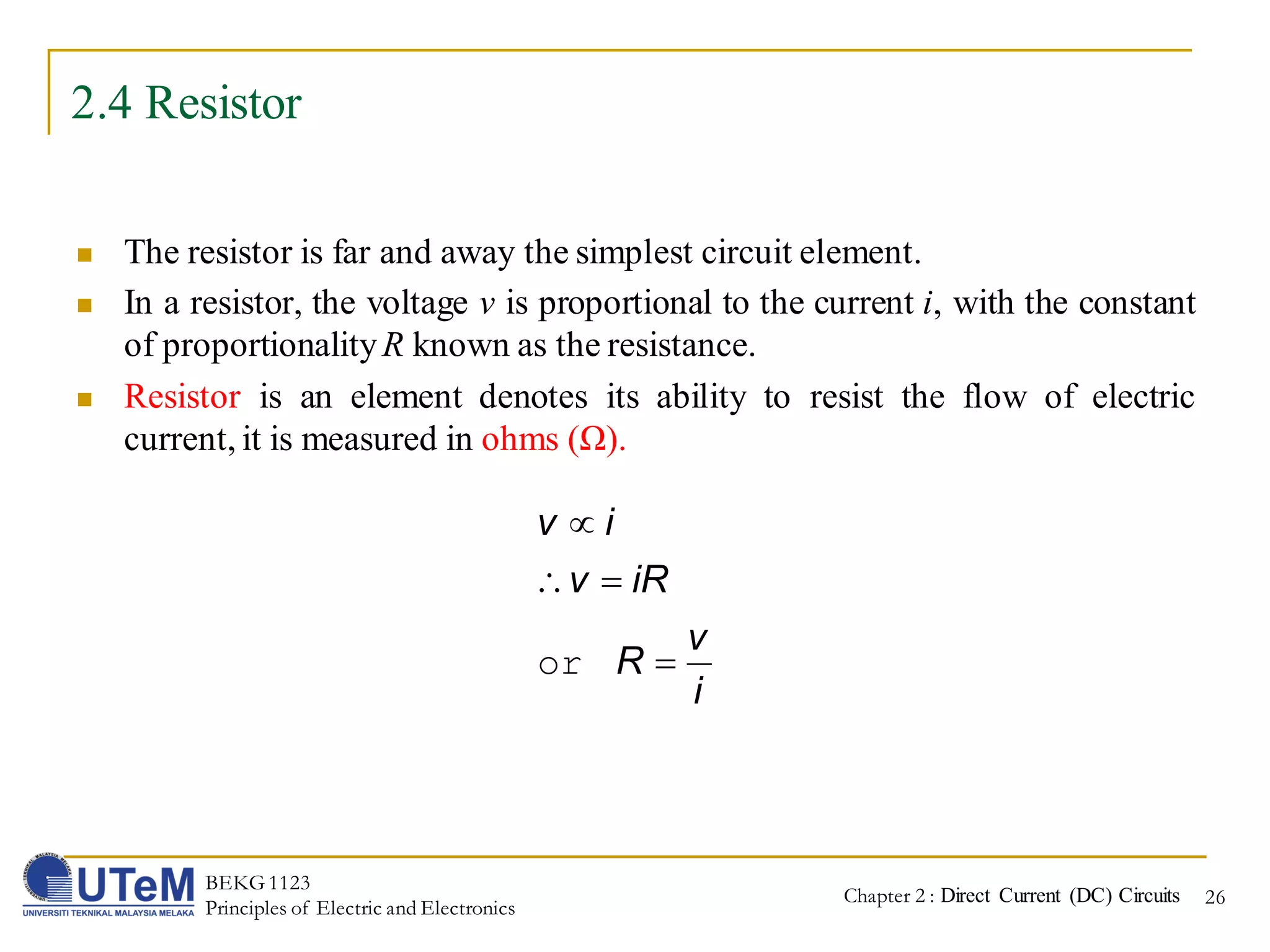 Chapter 2: Direct Current (DC) Circuits | PDF