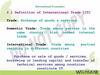 Characteristic Features of International Trade | PDF