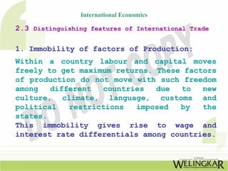 Characteristic Features of International Trade | PDF