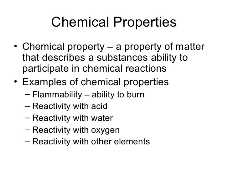Chemical Properties Examples