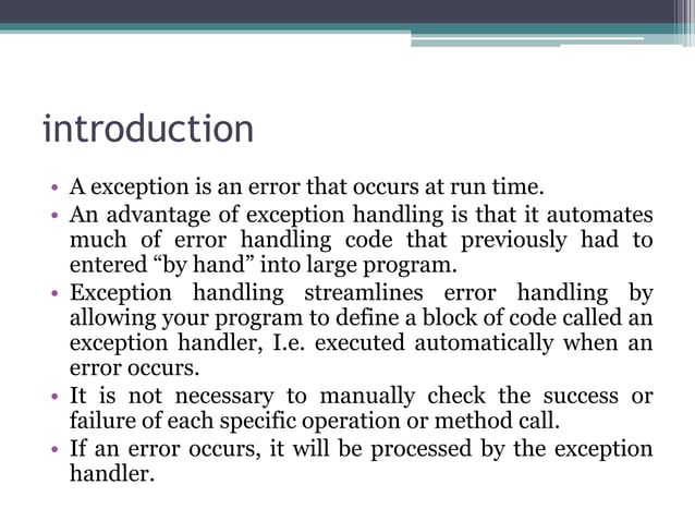 Java-Unit 3- Chap2 exception handling | PPT