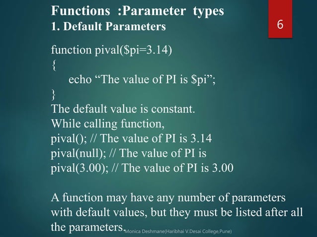 PHP function | PPT