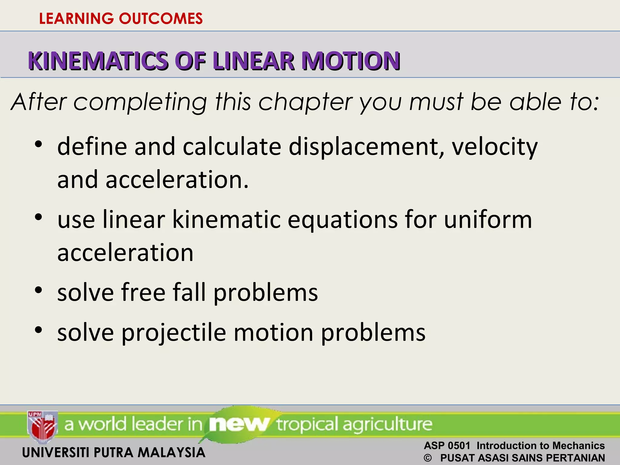 Chap 2 linear kinematics | PPT | Physics | Science