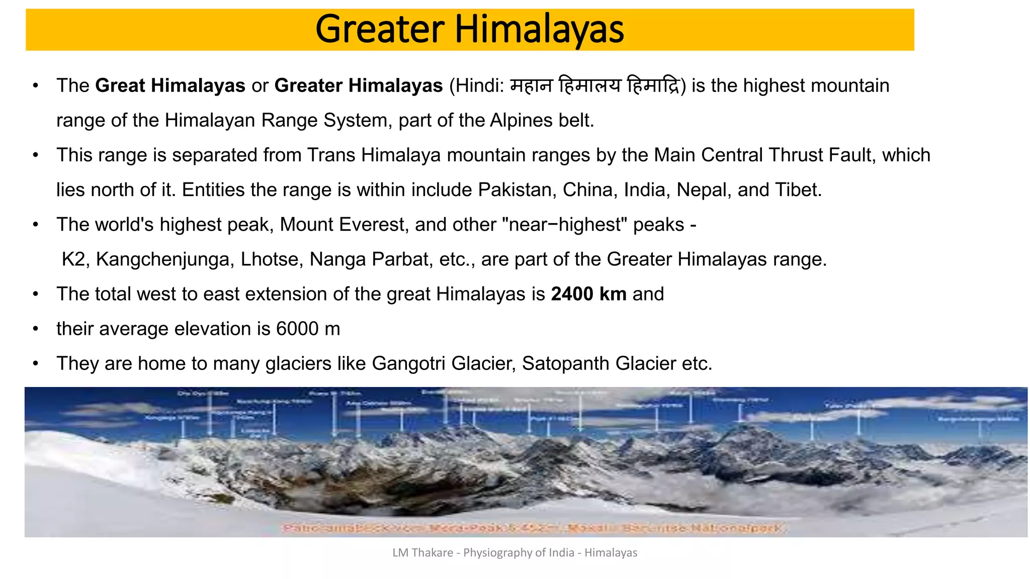 Physiography of India- northern Mountains -Himalayas -Divisions of ...
