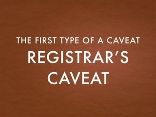 Registrar's Caveat | PDF