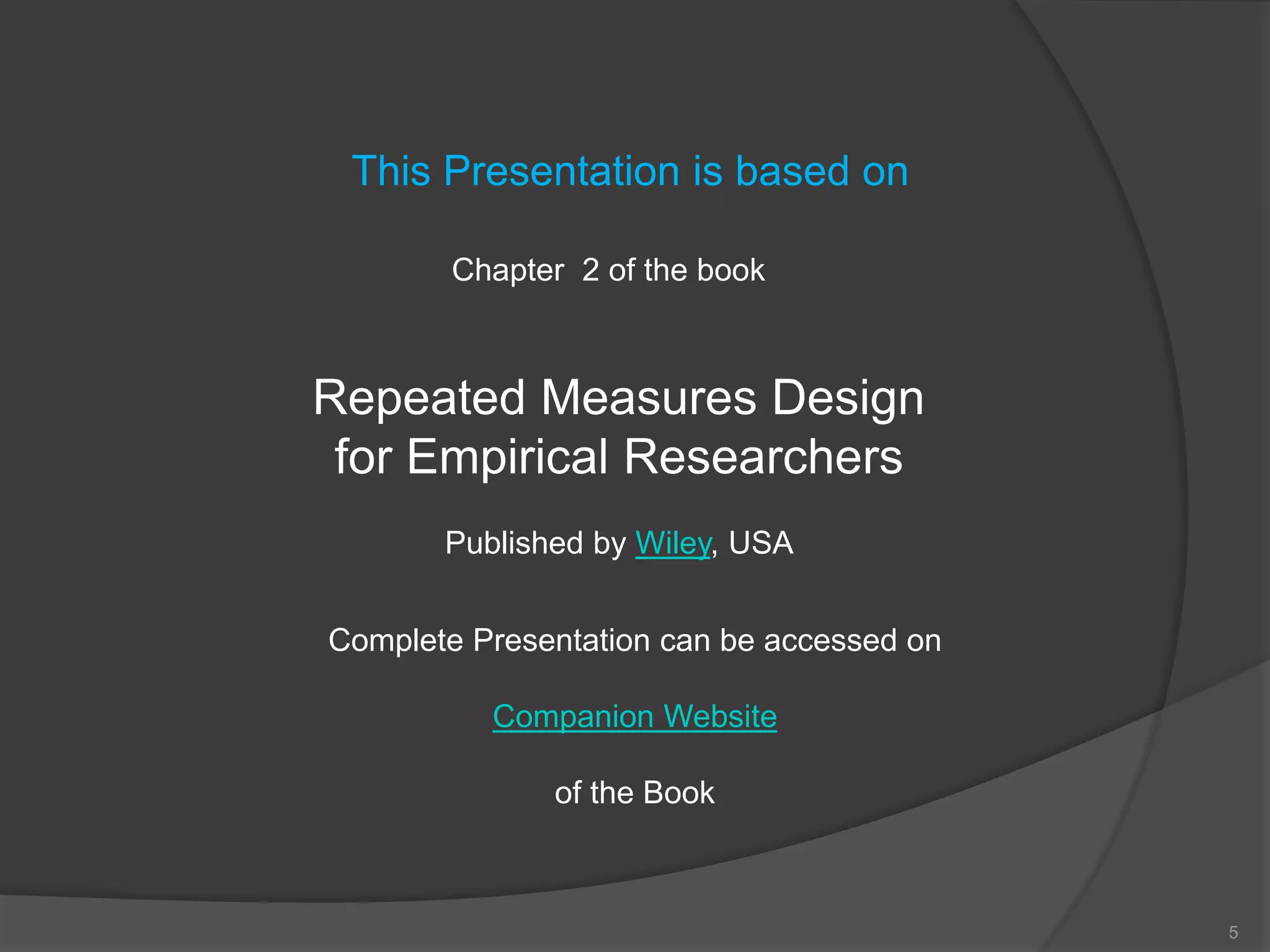 Analysis of Variance and Repeated Measures Design | PPTX