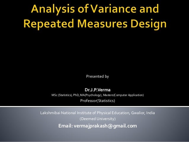 Analysis Of Variance And Repeated Measures Design