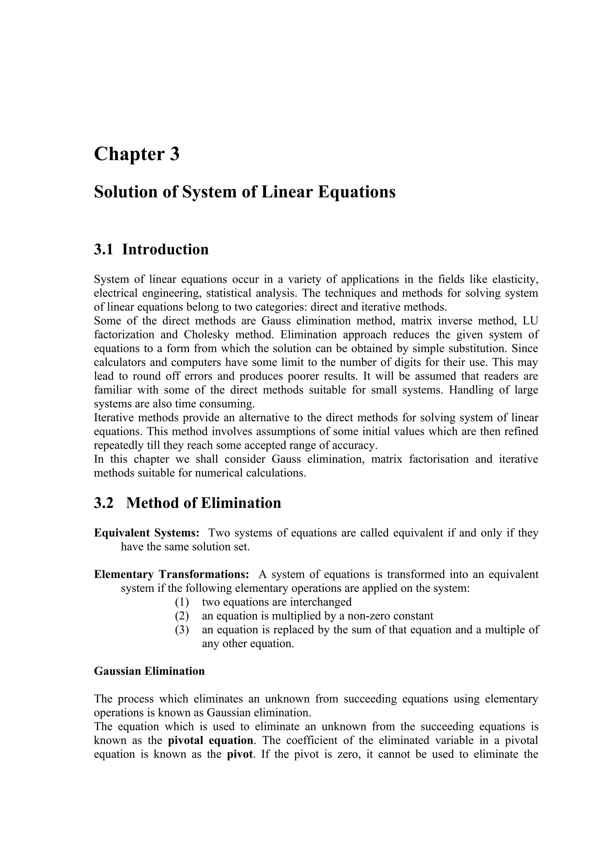 Solution of System of Linear Equations | DOC