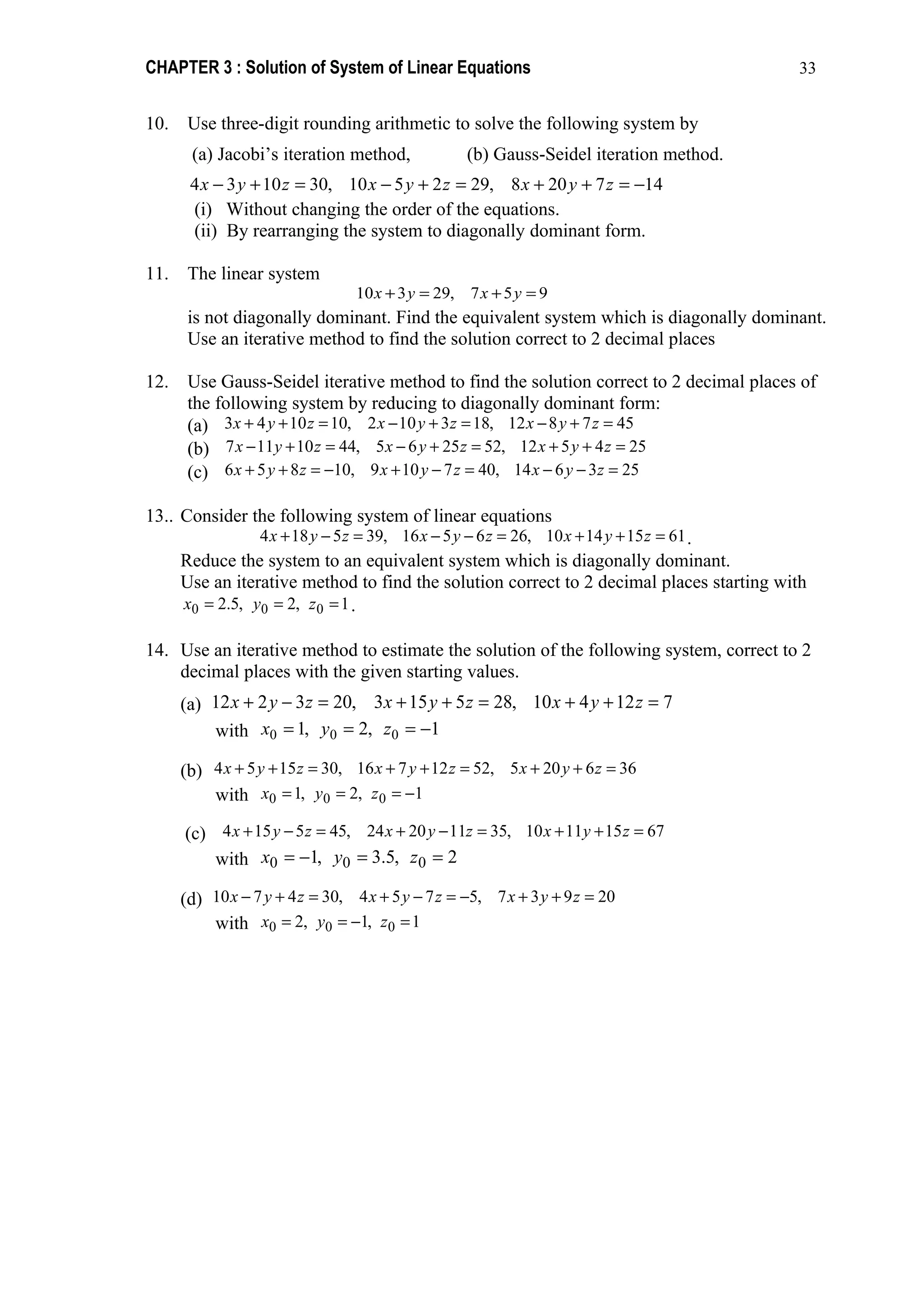 Solution of System of Linear Equations | DOC