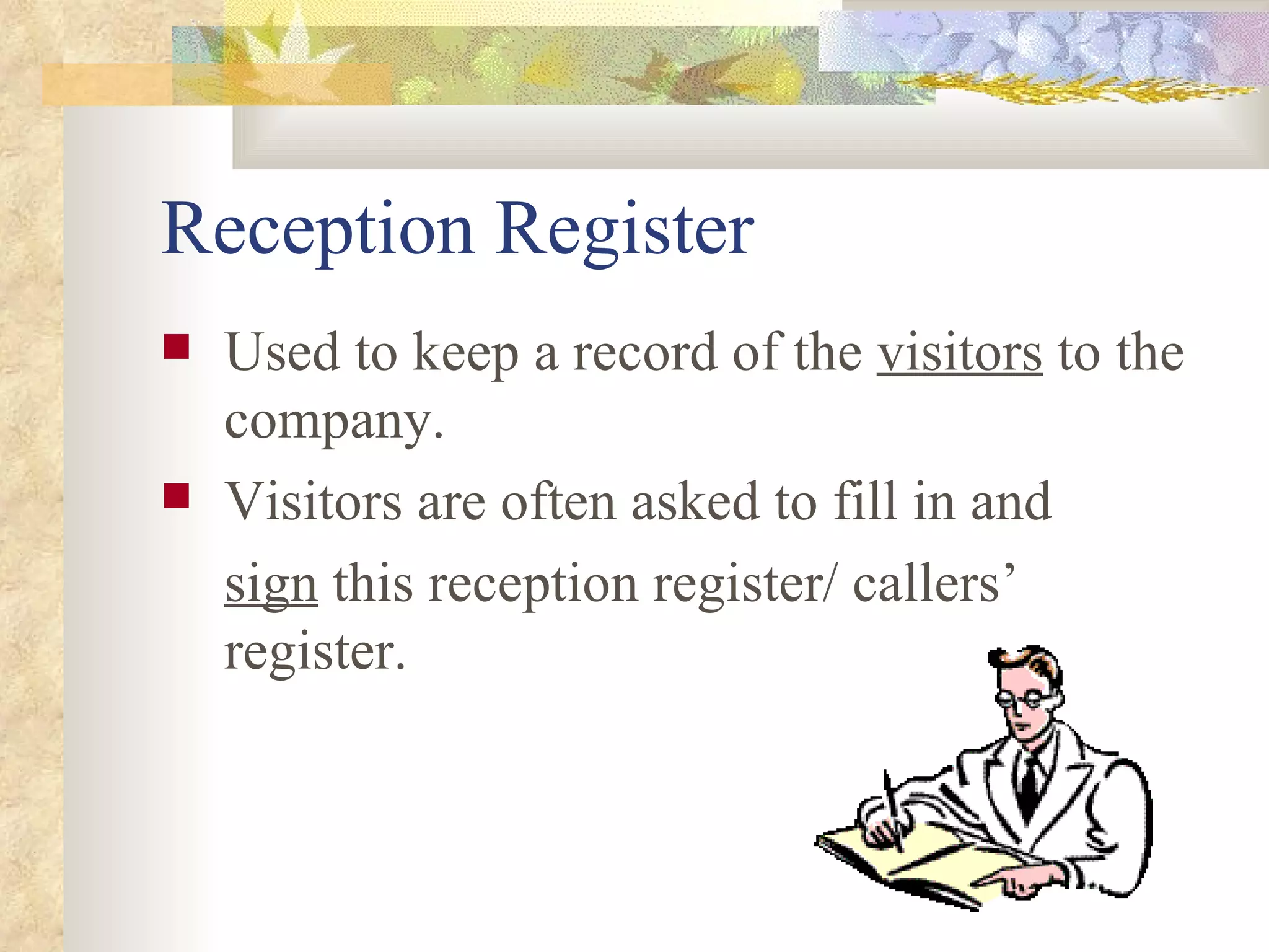 Chap 3 the receptionist | PPT